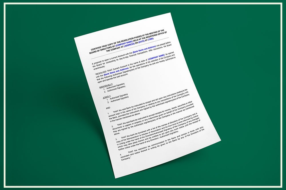 Board Resolution for Opening Bank Account - IndiaFilings Board Resolution for Opening Bank Account - IndiaFilings